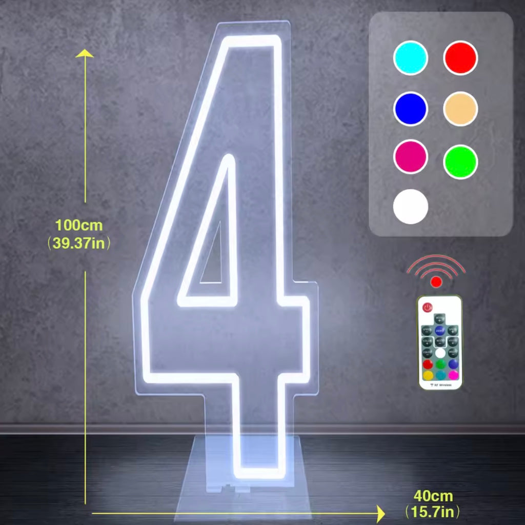 Giant 4 LED Number Light (Free Standing) – Statement Events