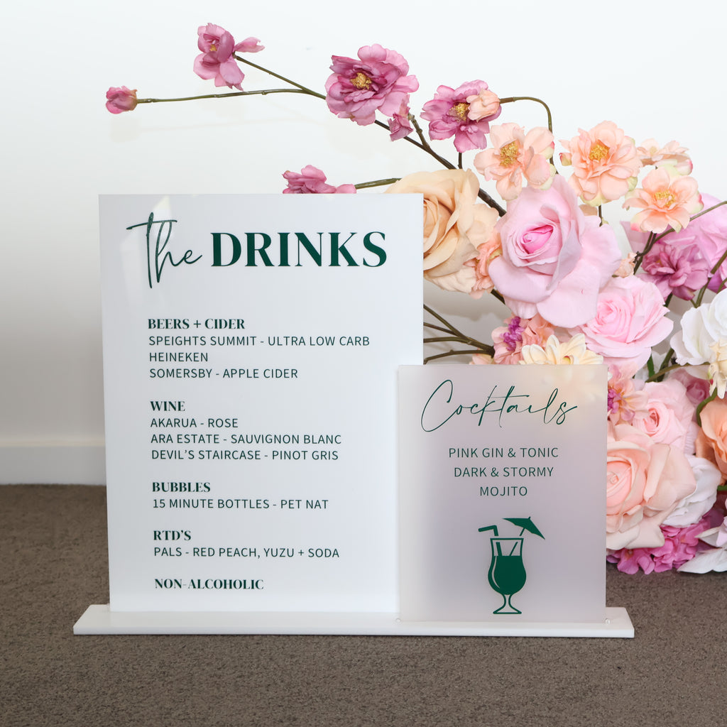 Custom Modern Acrylic Drinks Menu - Christchurch Event Hire – Statement ...