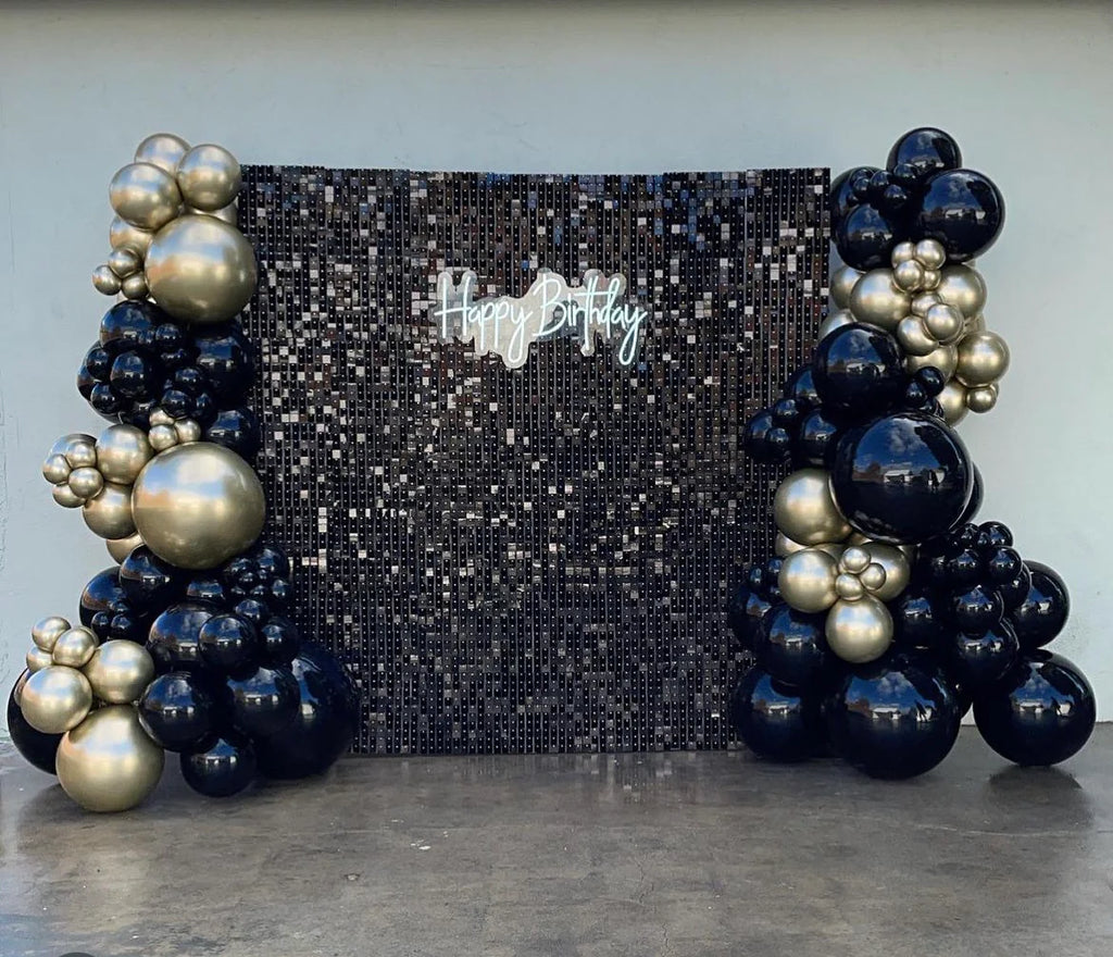 Christchurch Party Hire - Black Shimmer Wall – Statement Events