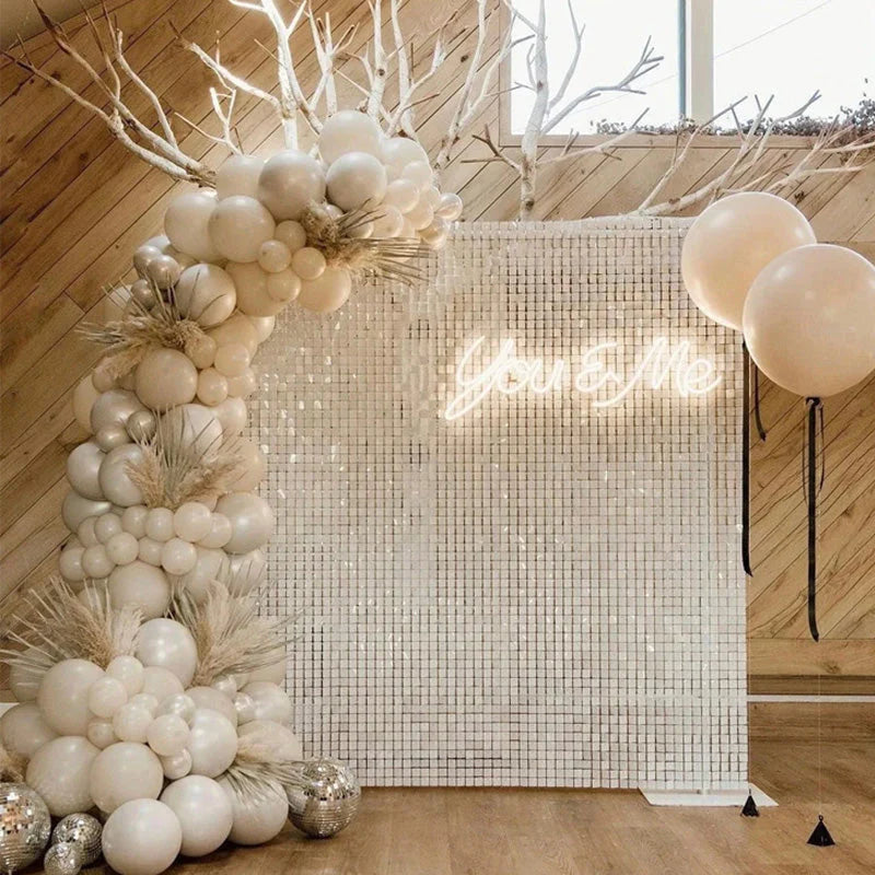 Christchurch Party Hire - White Shimmer Wall – Statement Events